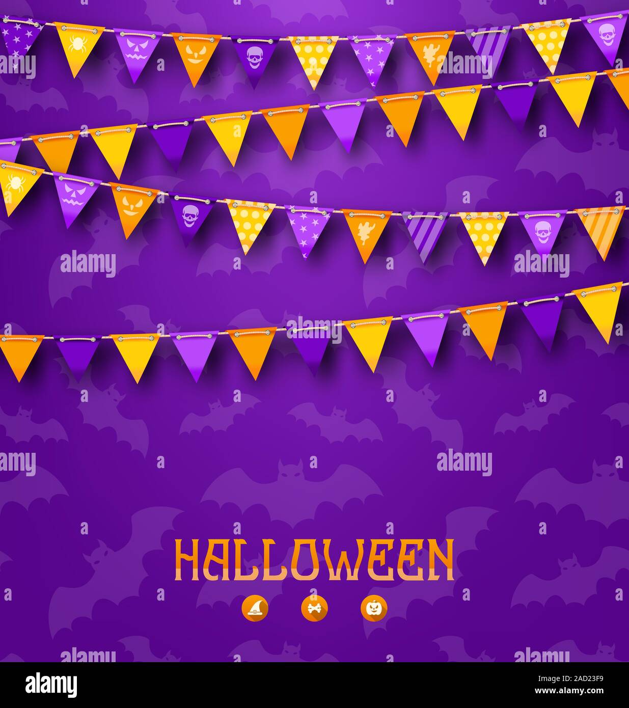 Halloween Party Background with Colored Bunting Pennants Stock Photo ...