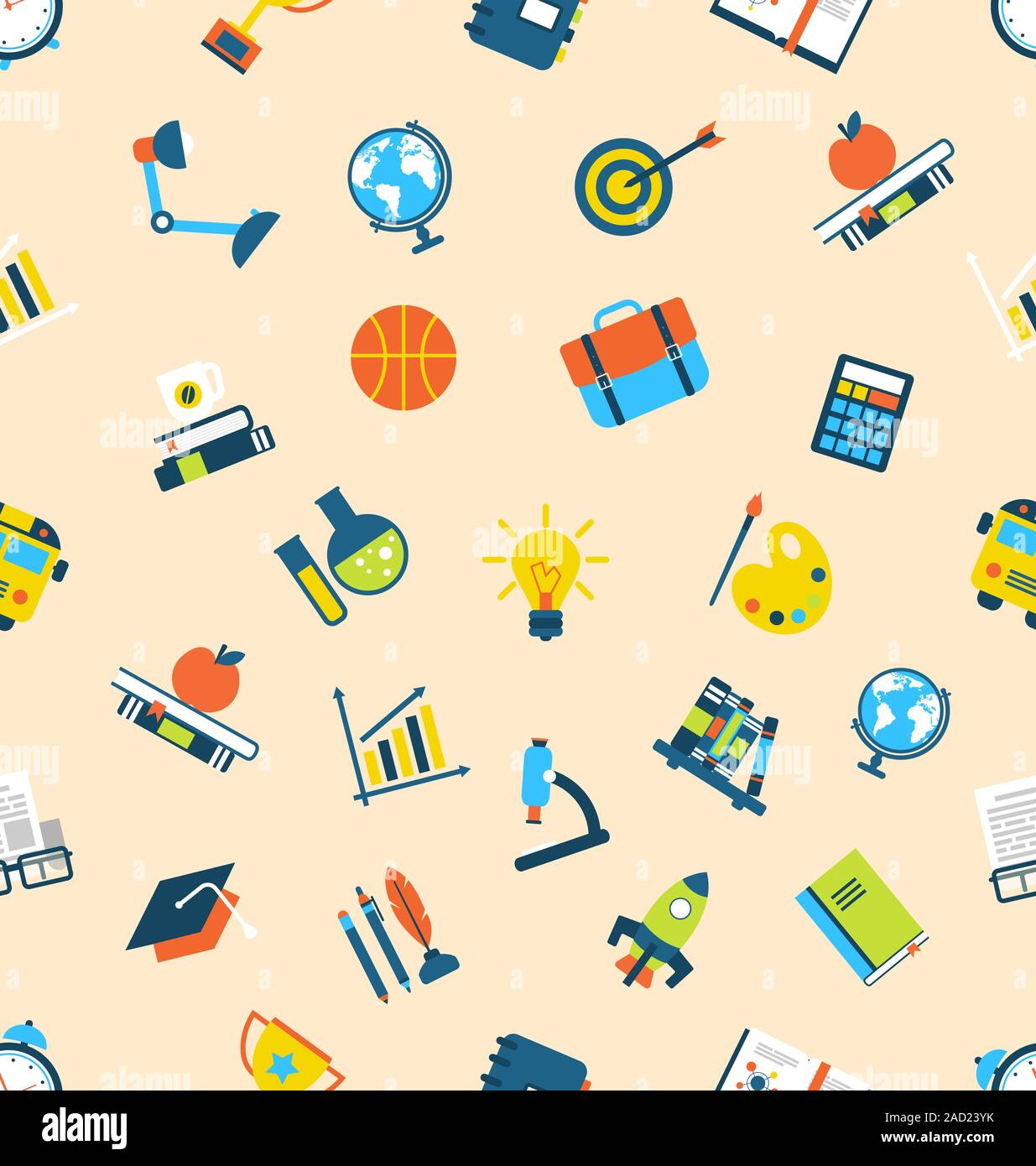 Illustration Seamless Texture with Icons of Education Item, School ...