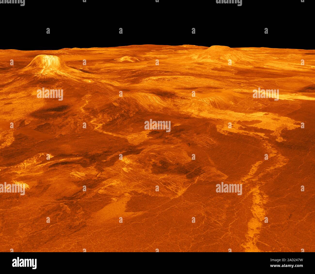 Surface of Venus. 3D computer-generated composite radar image showing a ...