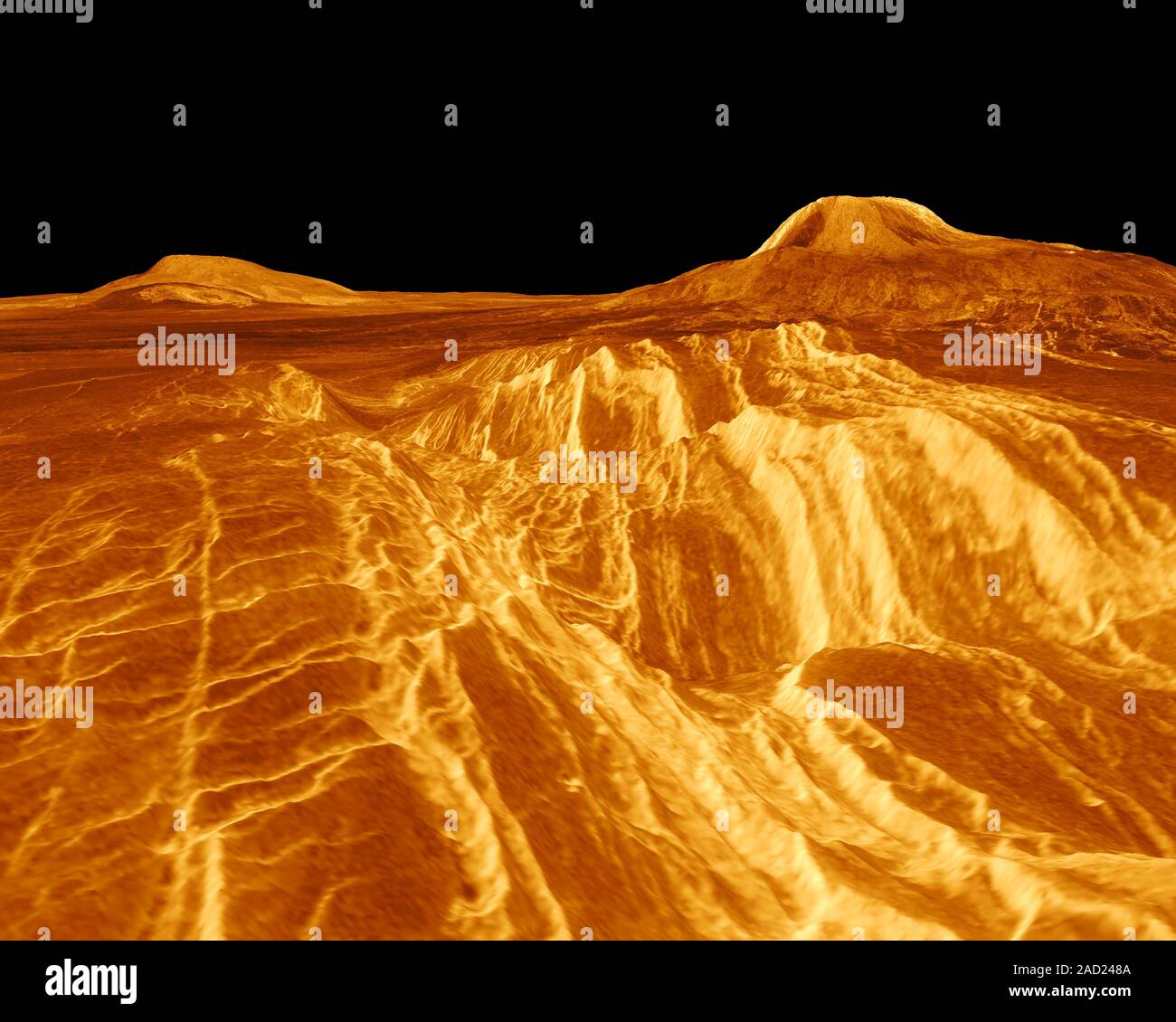 Surface of Venus. 3D computer-generated composite radar image showing ...