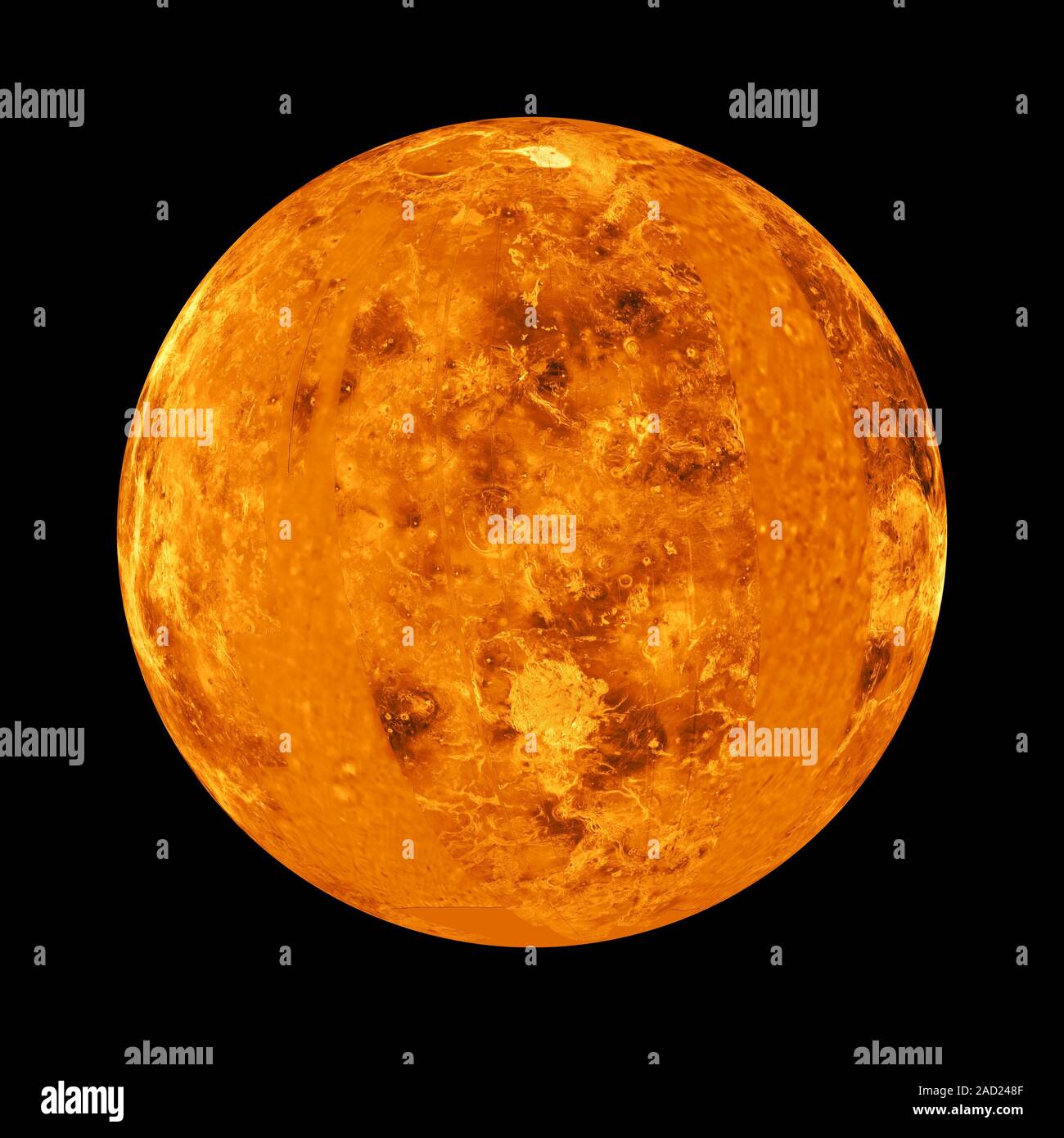 Venus. Synthetic aperture radar map showing the surface of the planet ...