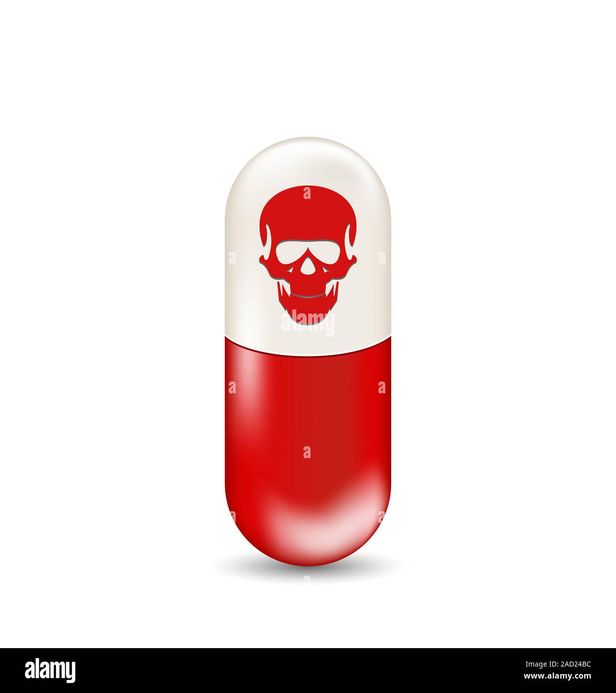 Red capsule with skull, isolated on white background Stock Photo - Alamy