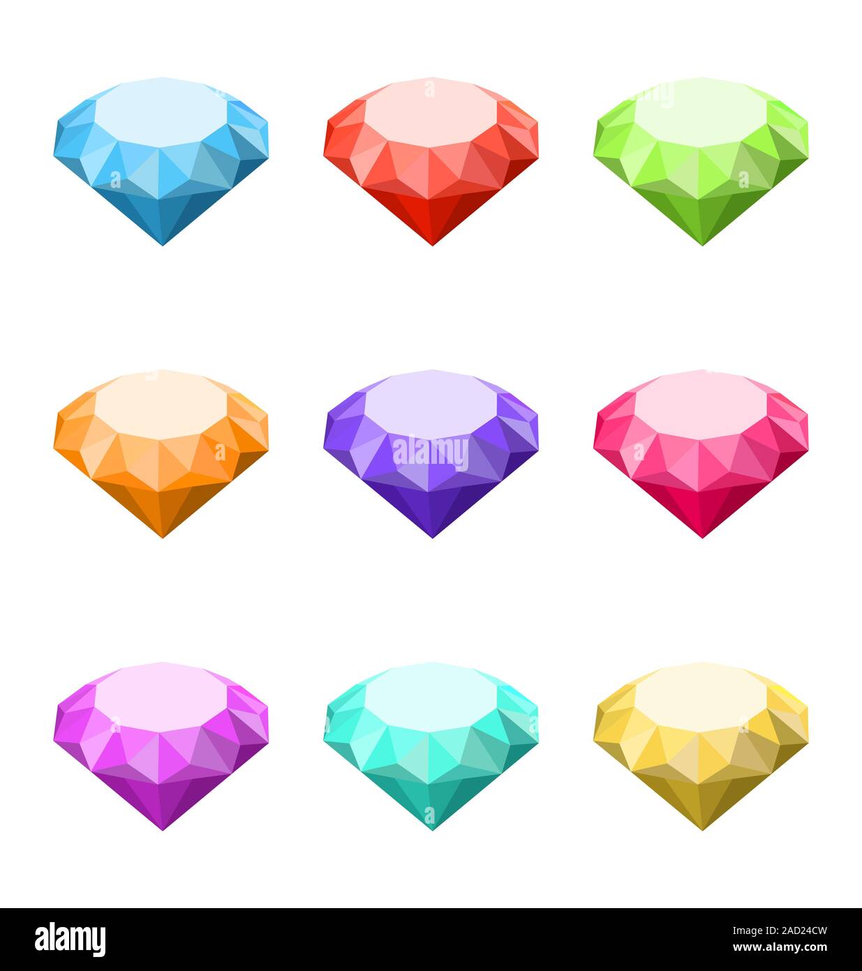 Collection Colorful Diamonds Isolated on White Background Stock Photo ...