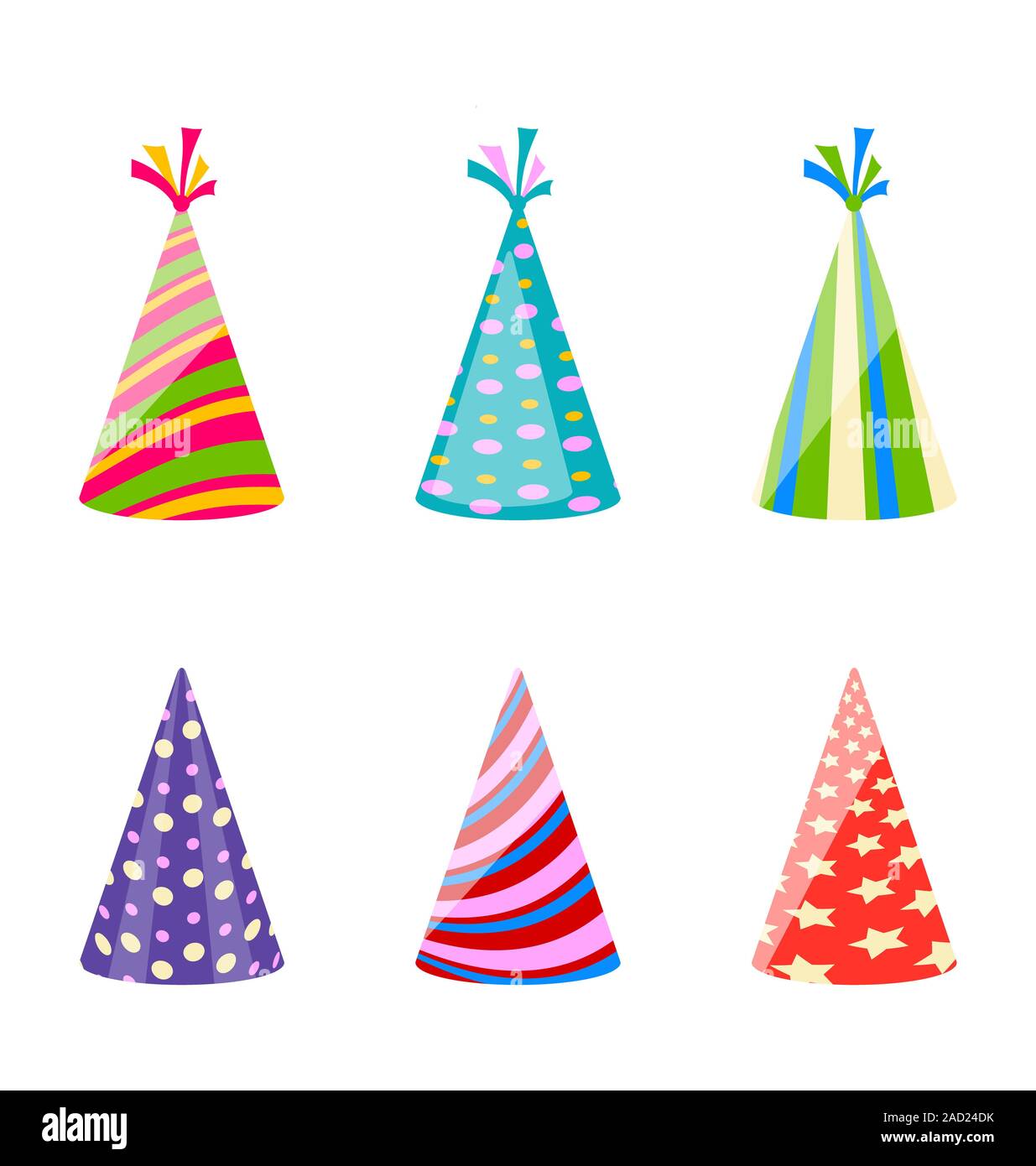 Set of party colorful hats isolated on white background Stock Photo - Alamy