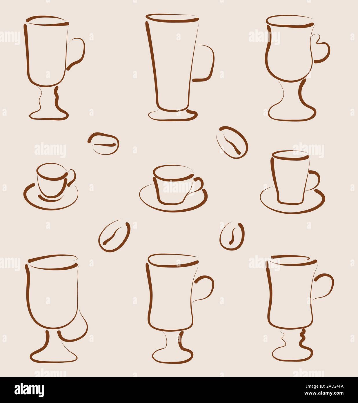 Outline set coffee and tea design elements Stock Photo - Alamy