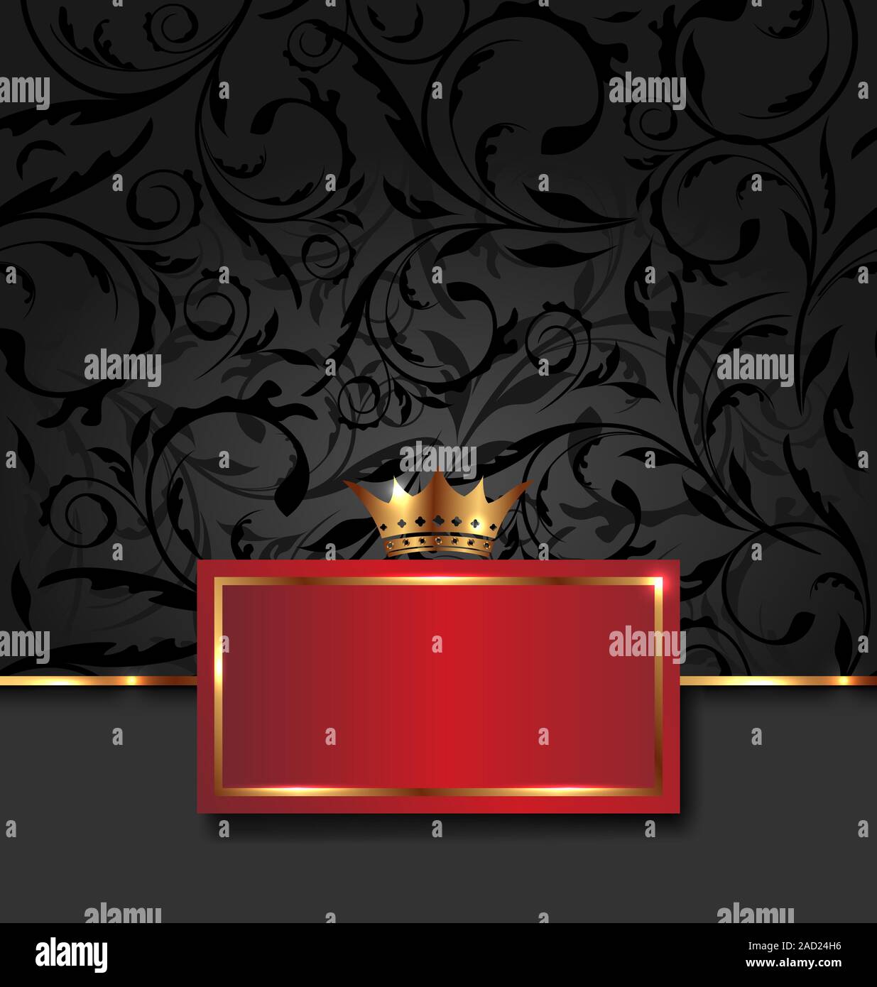 Ornate decorative frame with golden crown Stock Photo - Alamy