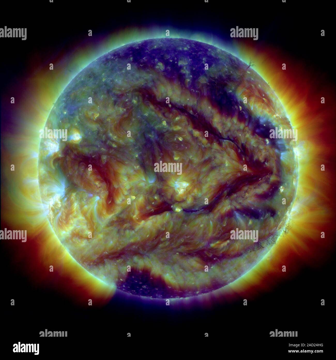 Solar filaments. Composite Solar Dynamics Observatory (SDO) image ...