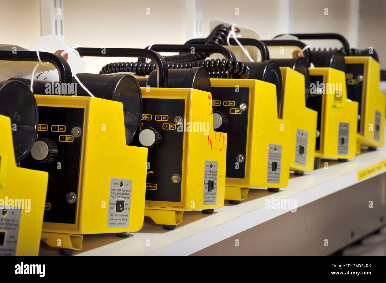 Radiation monitors on a shelf. These are series 900 mini-monitors from ...