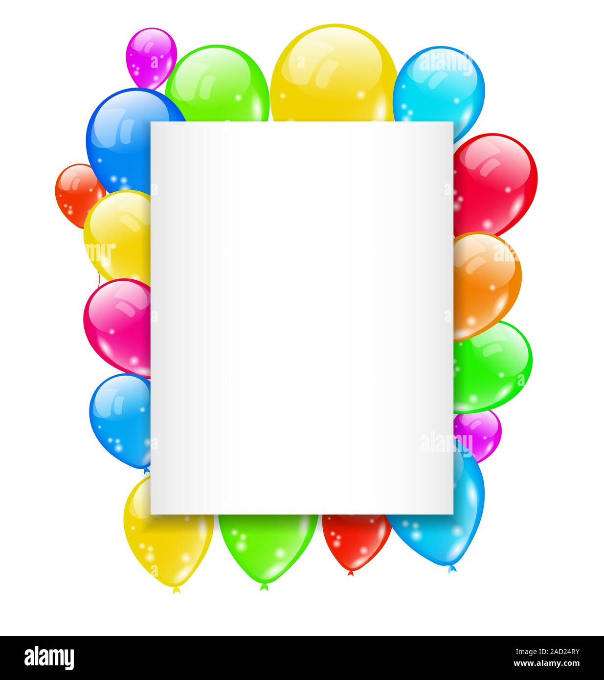 Birthday card with colorful balloons with space for text Stock Photo ...