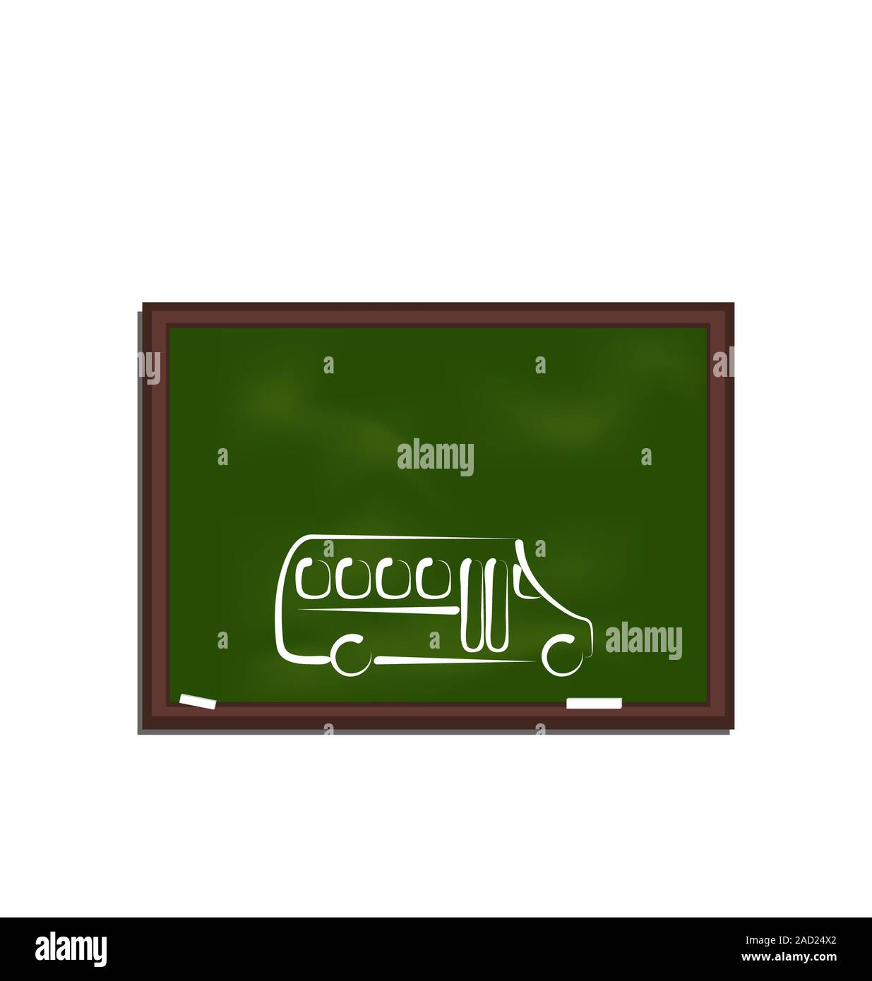 Green chalkboard with painting school bus Stock Photo - Alamy