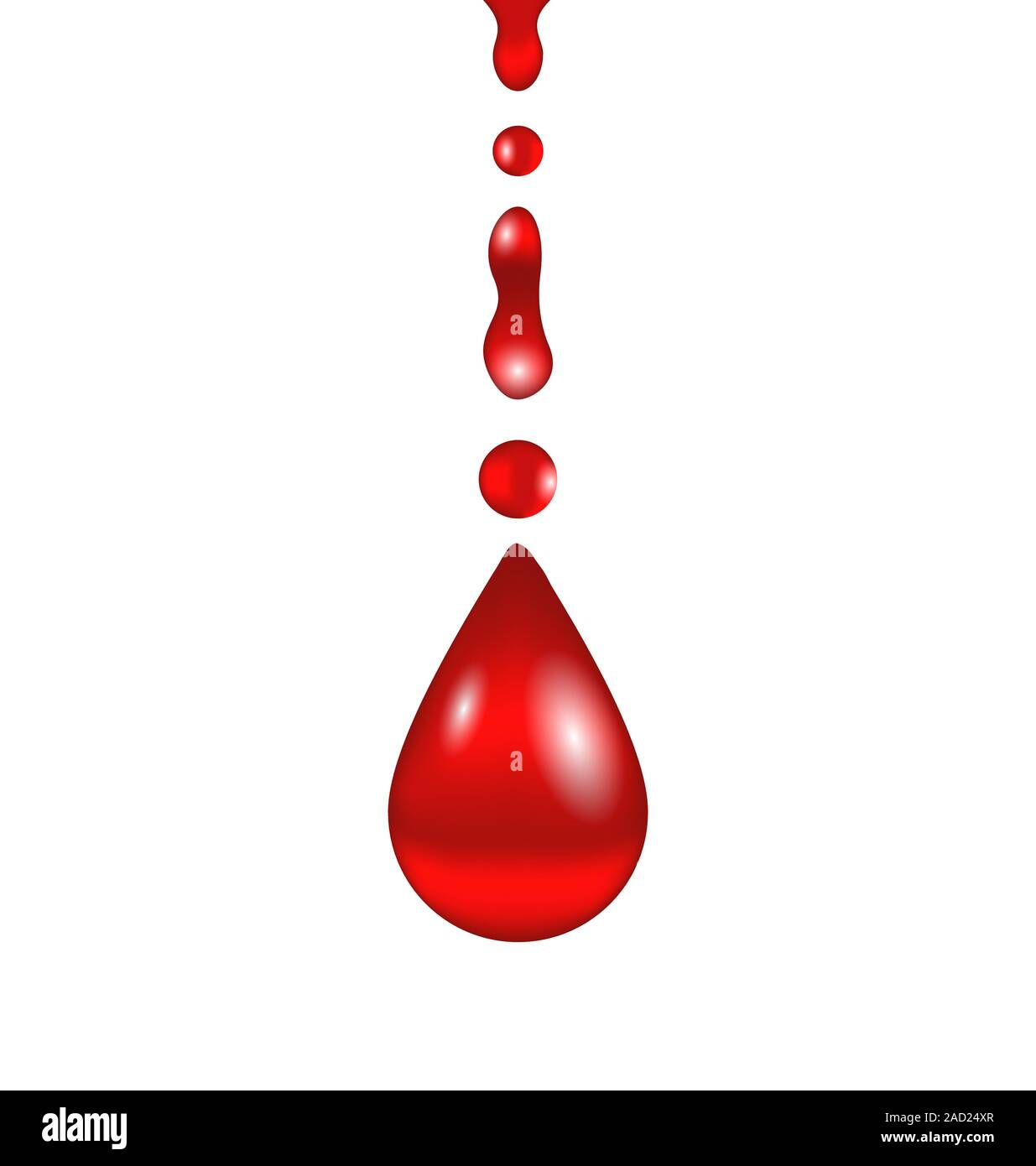 Stream of blood falling down, isolated on white background Stock Photo ...