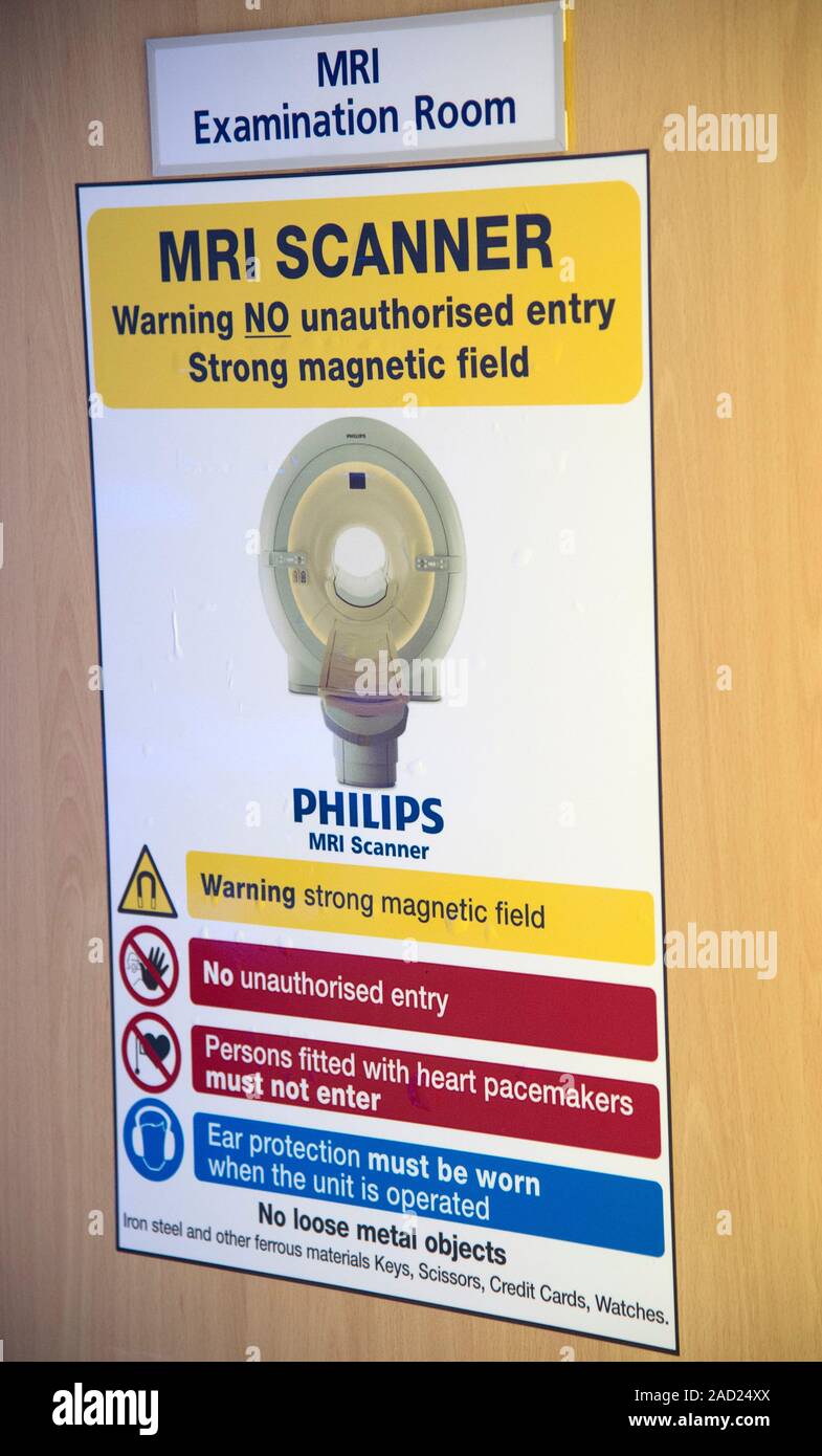 MRI scanning room warning labels. Magnetic resonance imaging (MRI ...