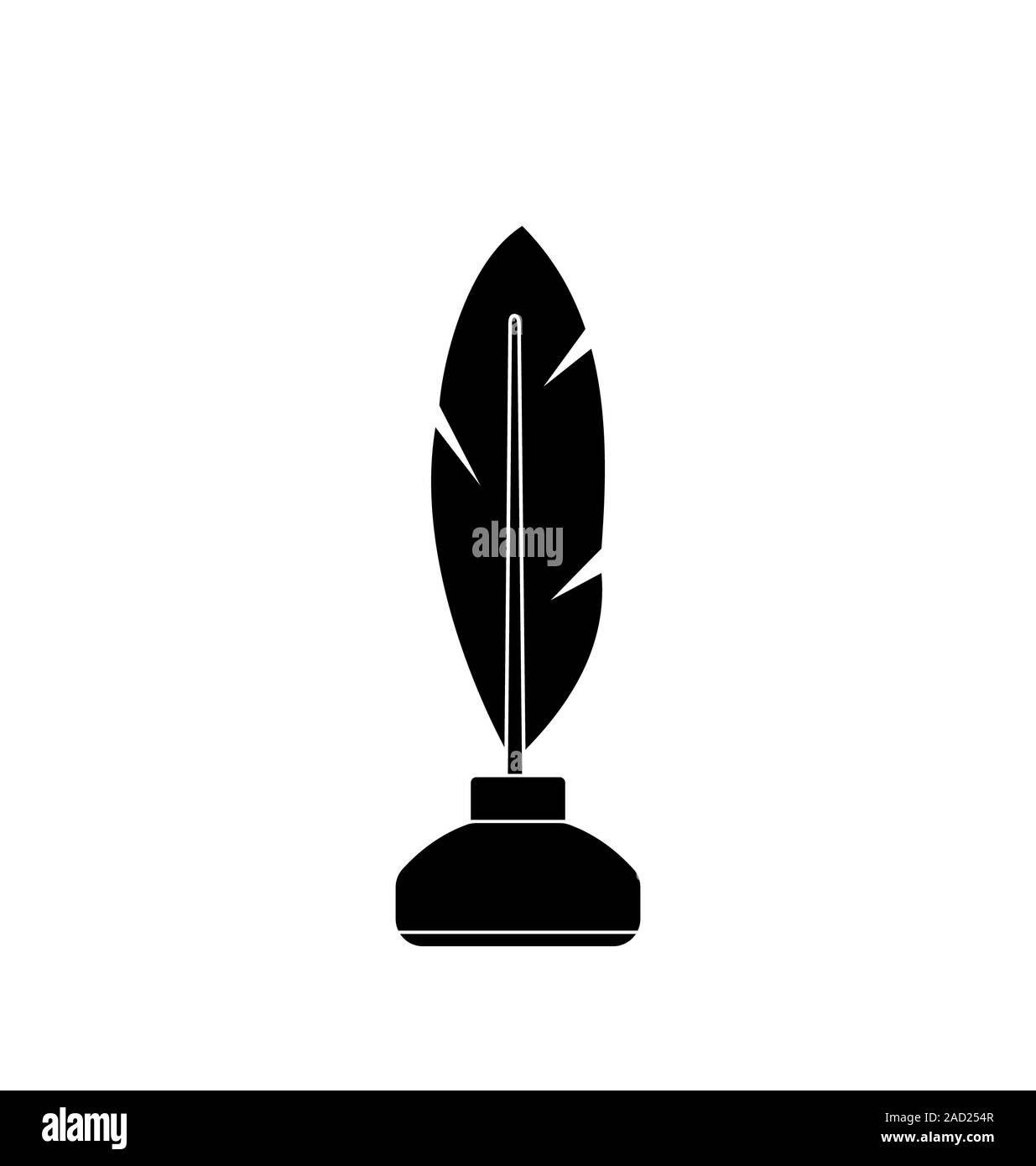 Feather and Ink Bottle Isolated on White Background Stock Photo - Alamy