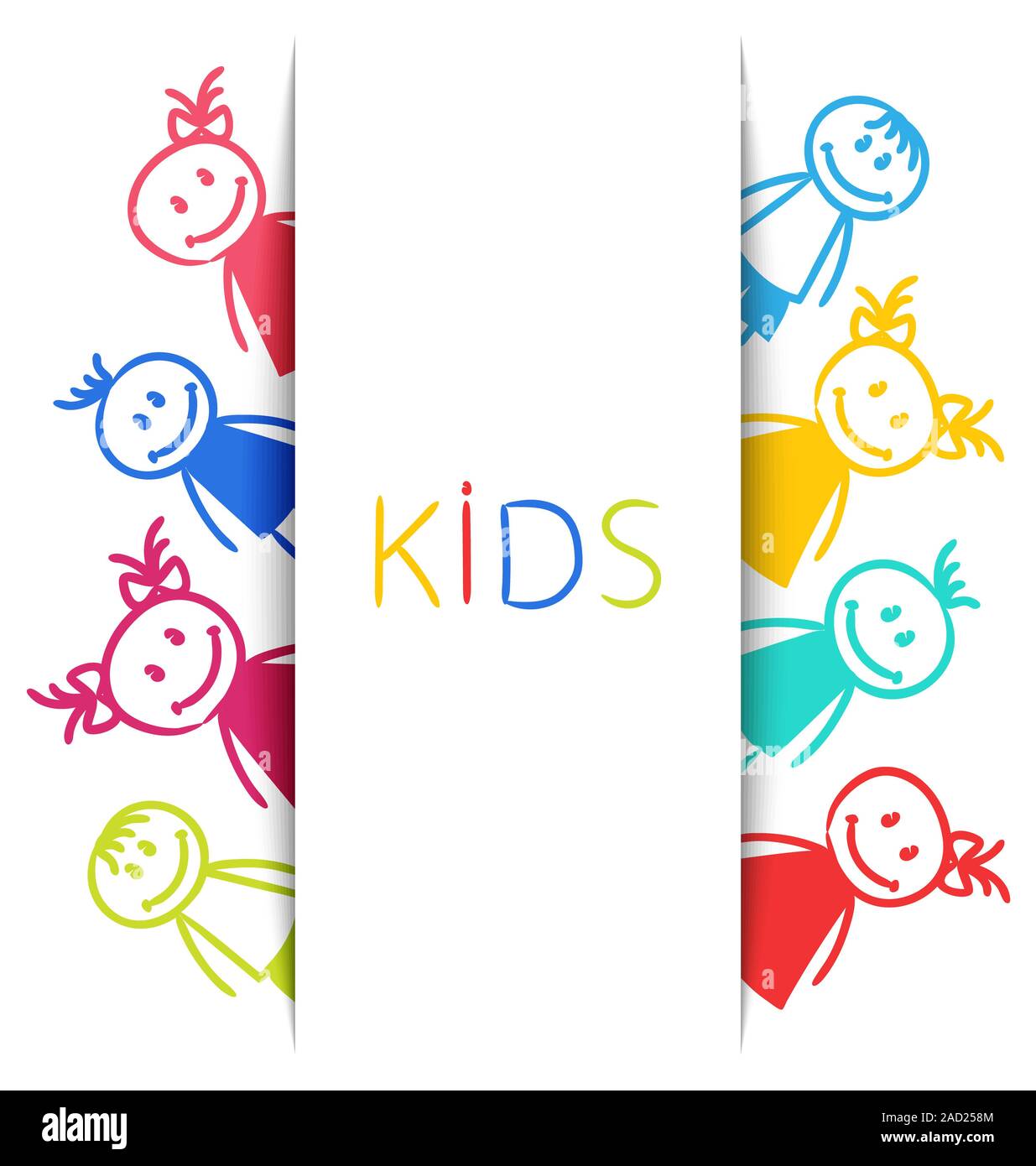 Cartoon Colorful Children, Sketch Style Stock Photo - Alamy