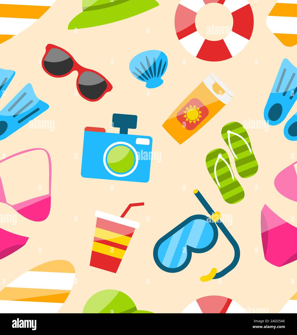 Seamless Pattern with Tourism Objects Stock Photo - Alamy