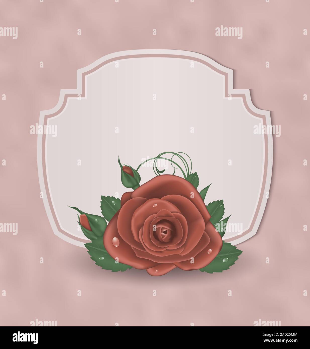 Retro cute card with red rose Stock Photo - Alamy
