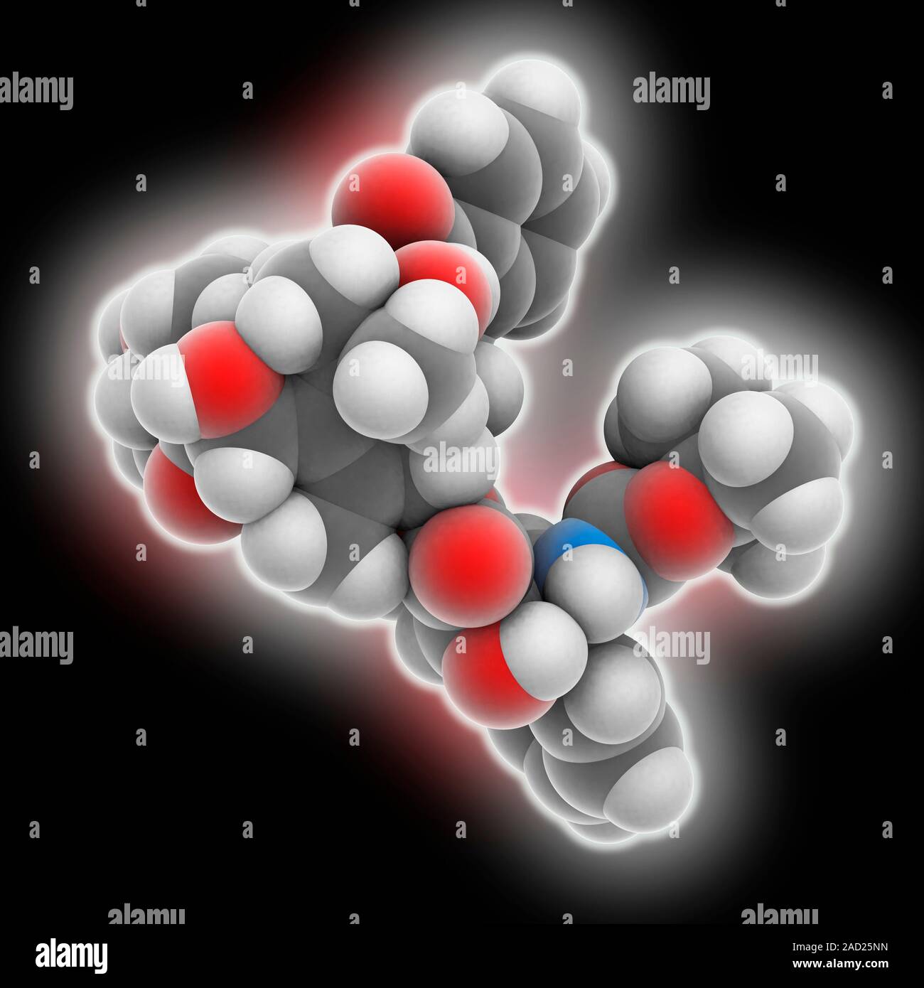 Docetaxel. Molecular model of the anti-cancer drug docetaxel (C43.H53.N ...