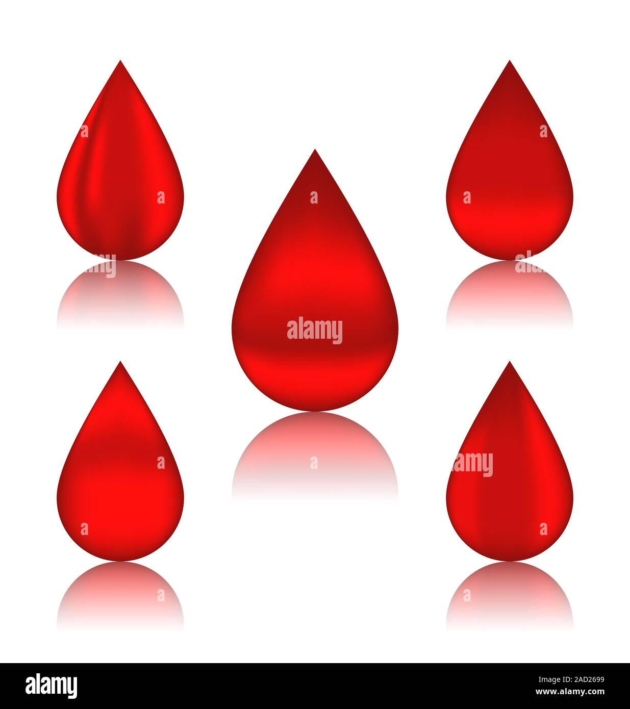 Set blood drops with reflections, different variation Stock Photo - Alamy