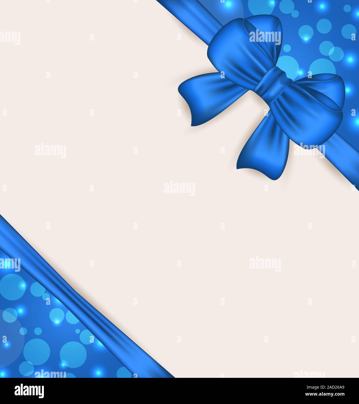 Cute blue wrapping with ribbon bow Stock Photo - Alamy