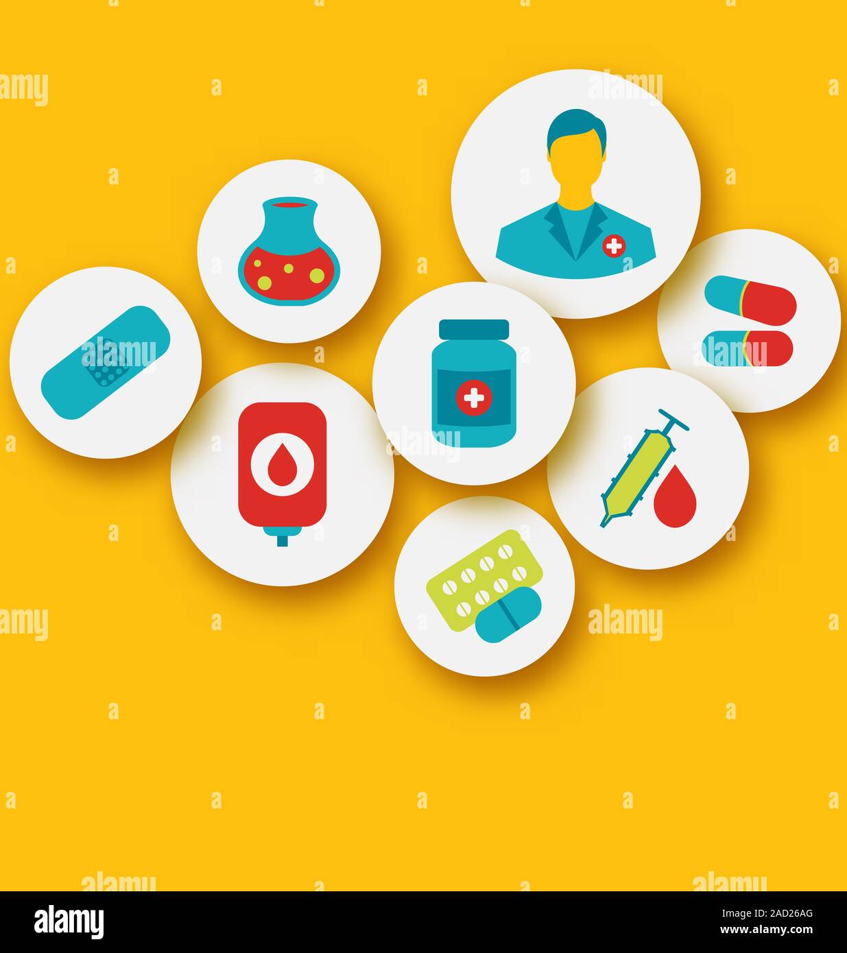 Set colorful medical icons for web design Stock Photo - Alamy
