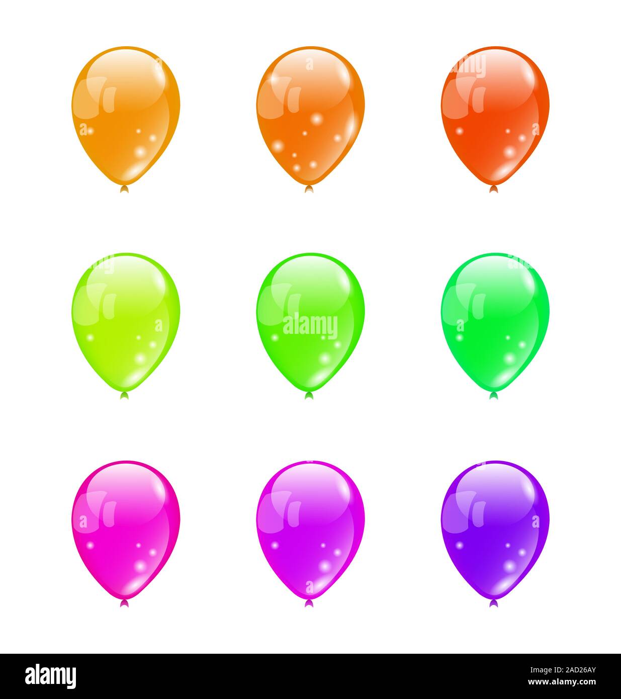 Set colorful balloons isolated on white background (2 Stock Photo - Alamy