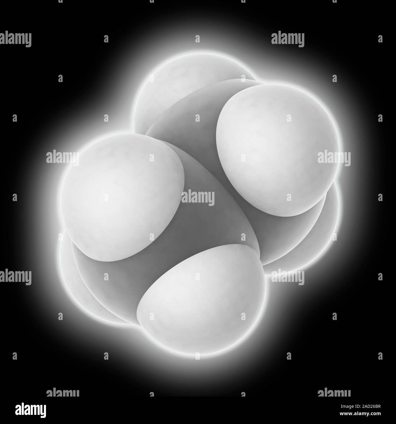 Ethane. Molecular model of the hydrocarbon alkane gas ethane (C2.H6 ...