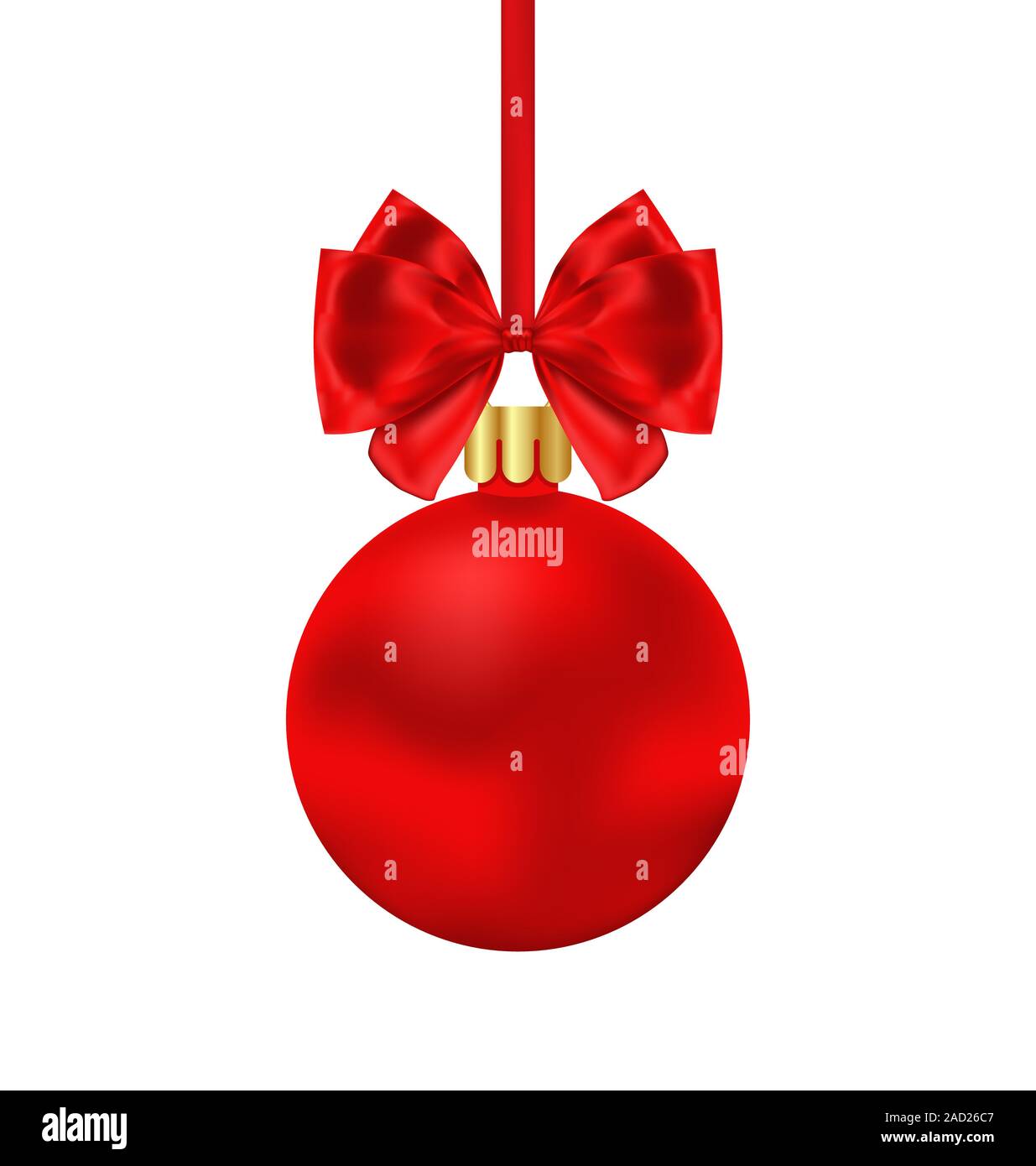 Christmas Red Ball with Satin Bow Ribbon Isolated Stock Photo - Alamy