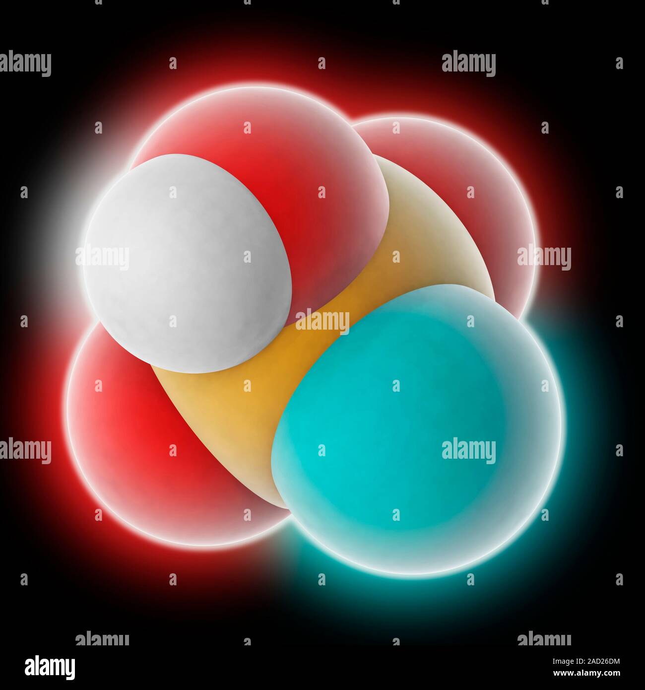 Fluorosulphuric acid. Molecular model of the superacid fluorosulphuric ...