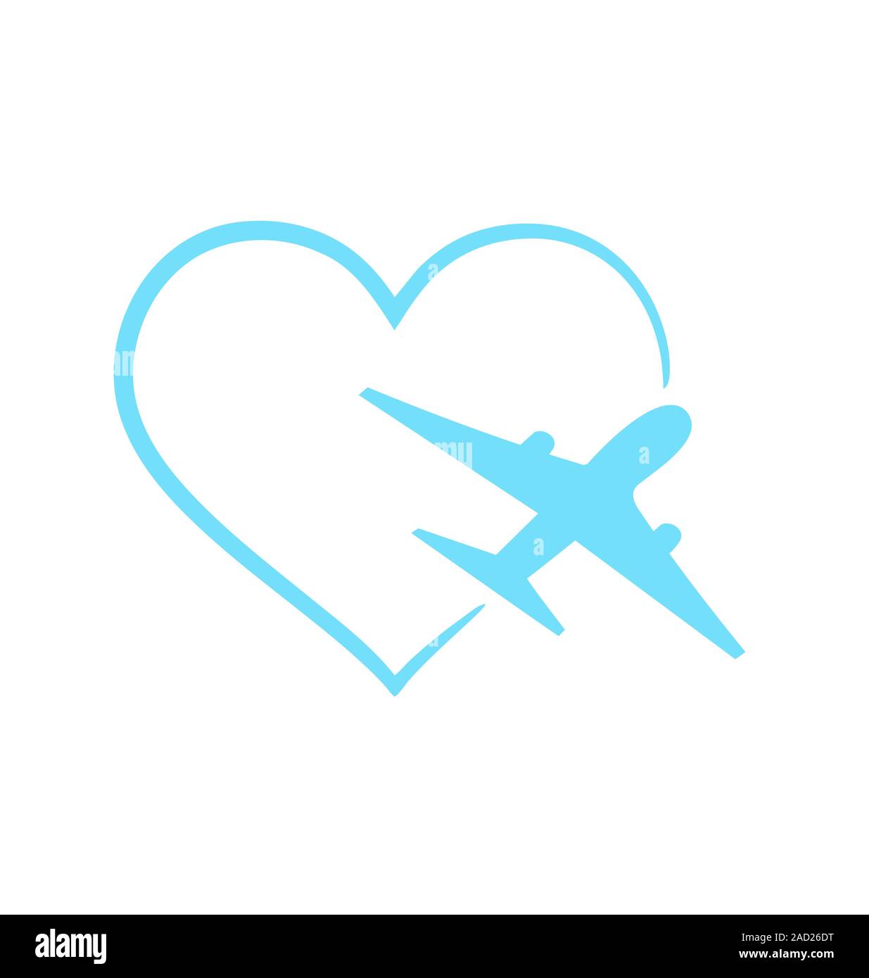 Airplane symbol in shape heart isolated on white background Stock Photo ...