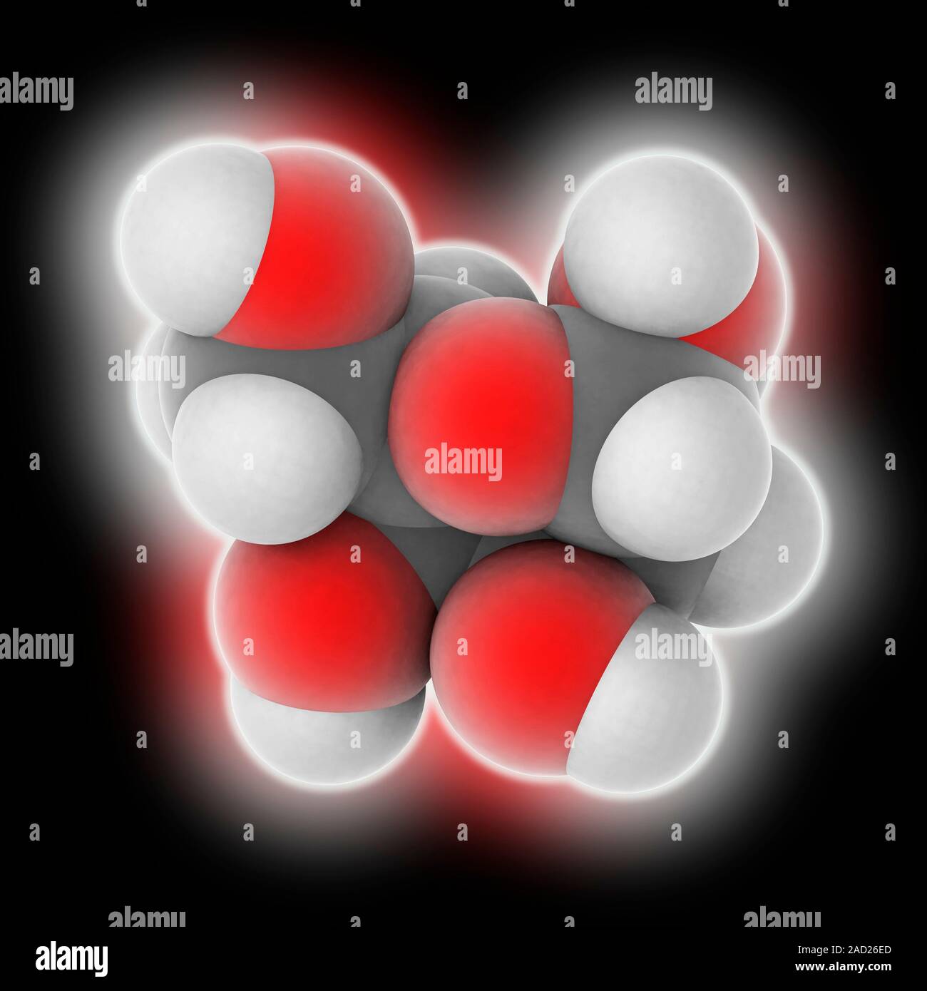 Galactose. Molecular model of the monosaccharide sugar galactose (C6 ...
