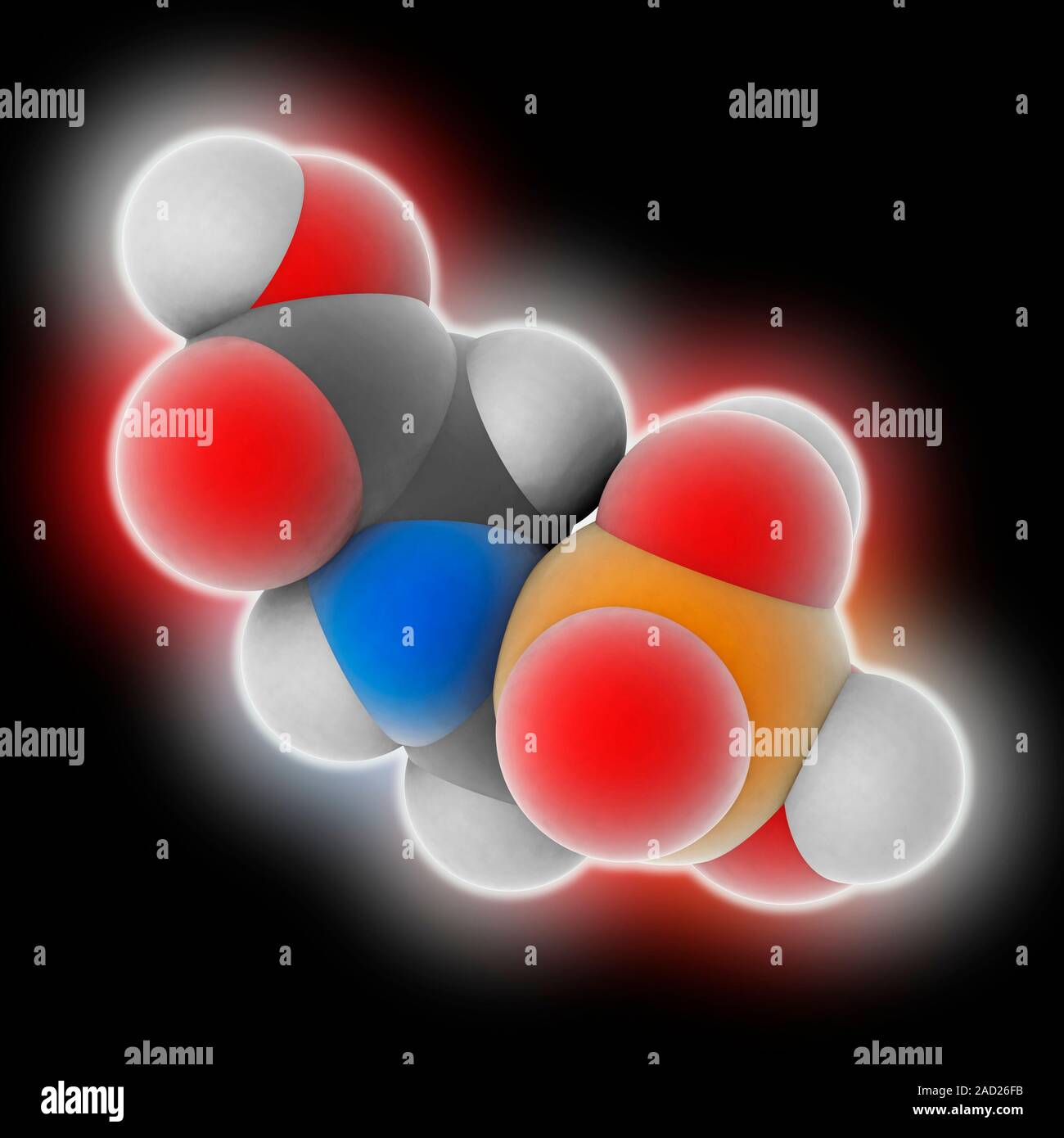 Glyphosate. Molecular model of the weedkiller glyphosate (C3.H8.N.O5.P ...