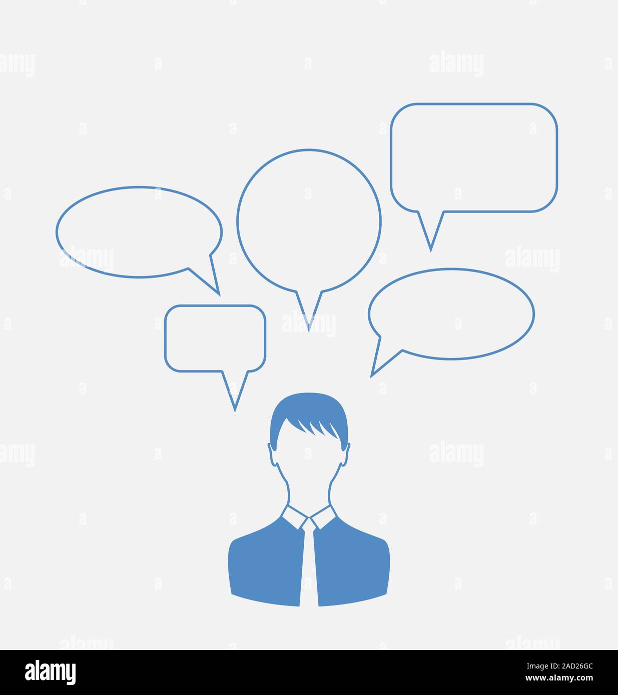 Business man thinking, many thoughts Stock Photo - Alamy