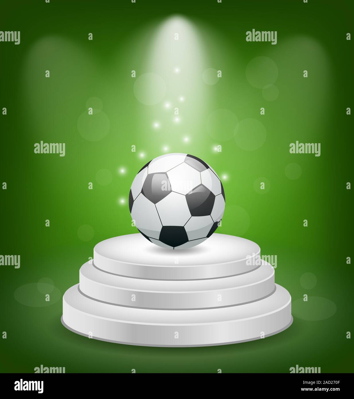 Football ball on white podium with light Stock Photo - Alamy