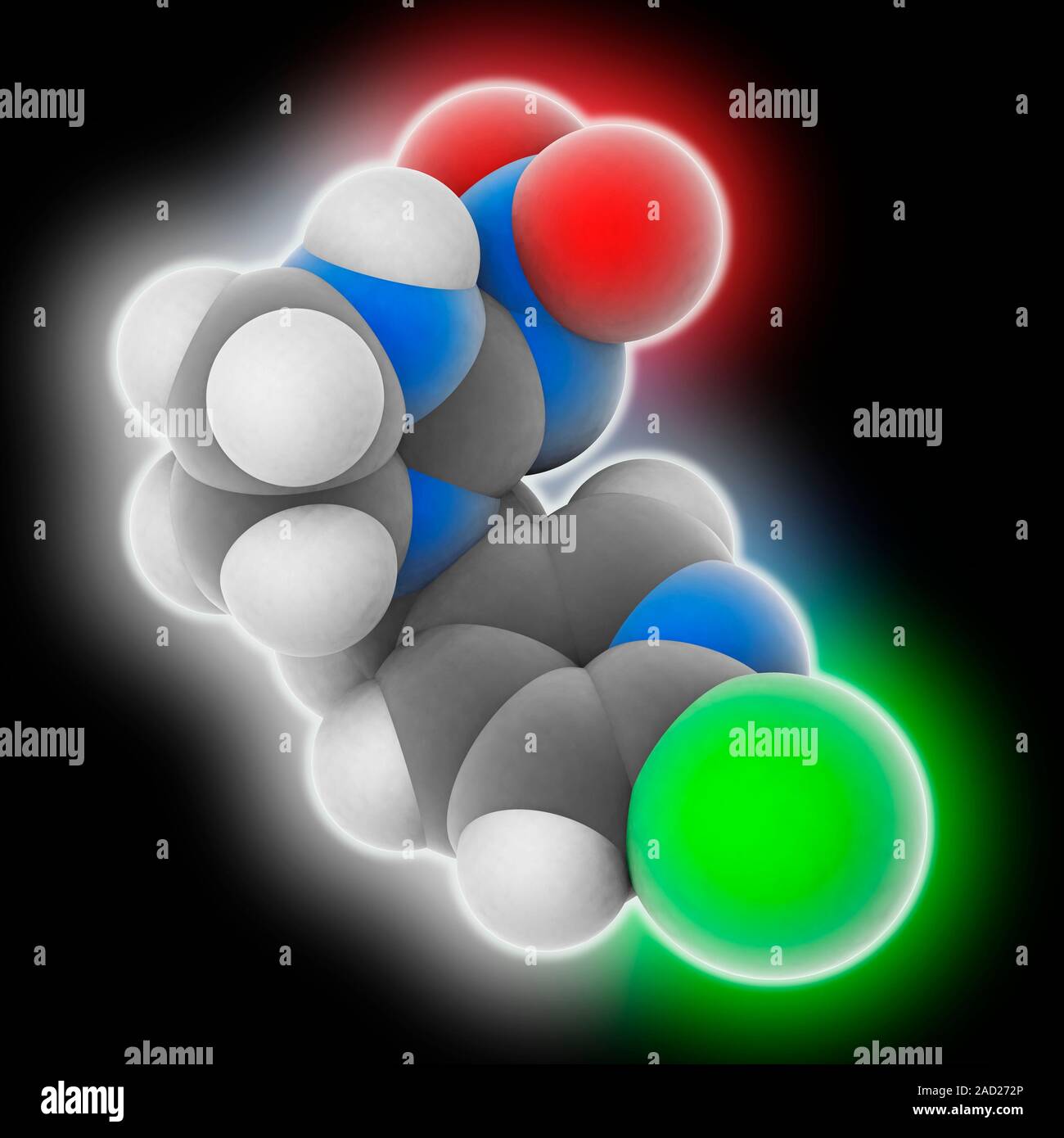 Imidacloprid. Molecular model of the insecticide imidacloprid (C9.H10 ...