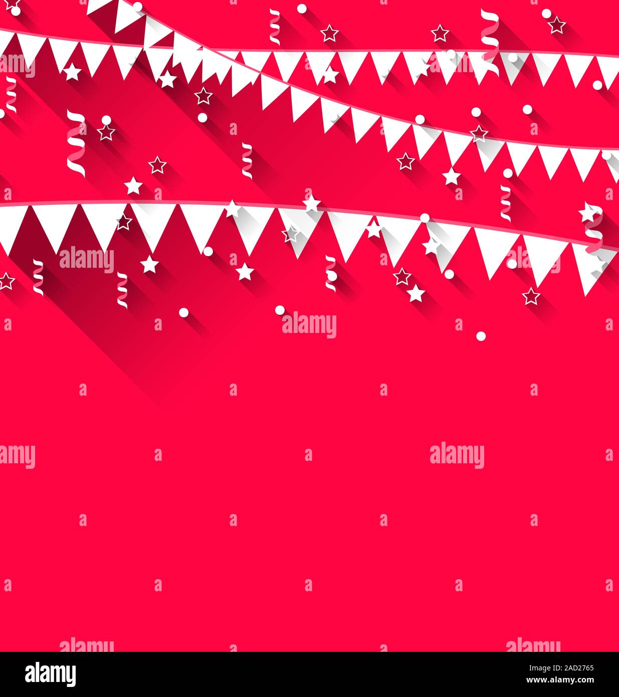 Cute background with hanging pennants for carnival party in trendy flat ...