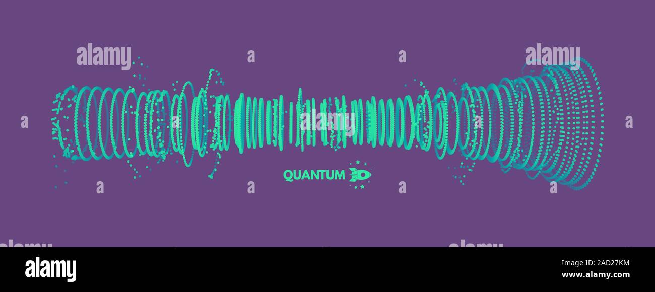 Array with dynamic particles. Vector sound wave. 3d technology style. Abstract background ...