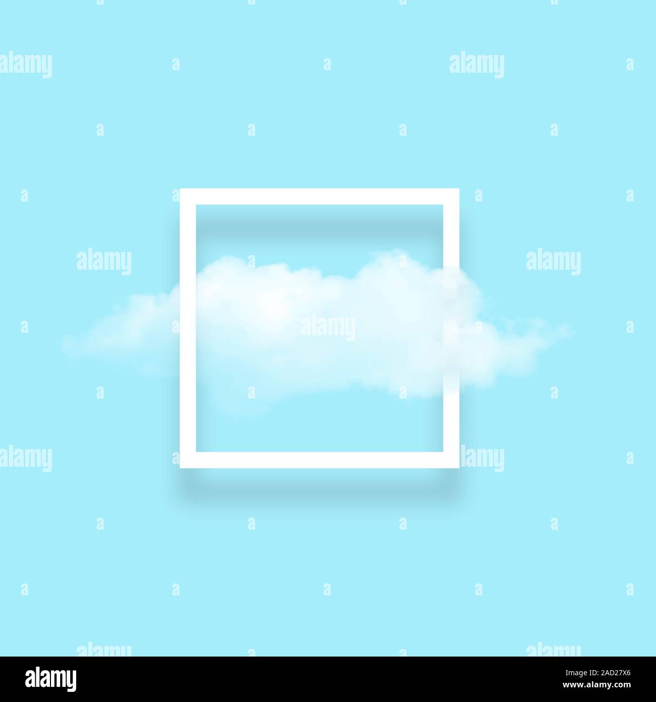 White cloud in snapshot frame illustration. Rectangular border with ...