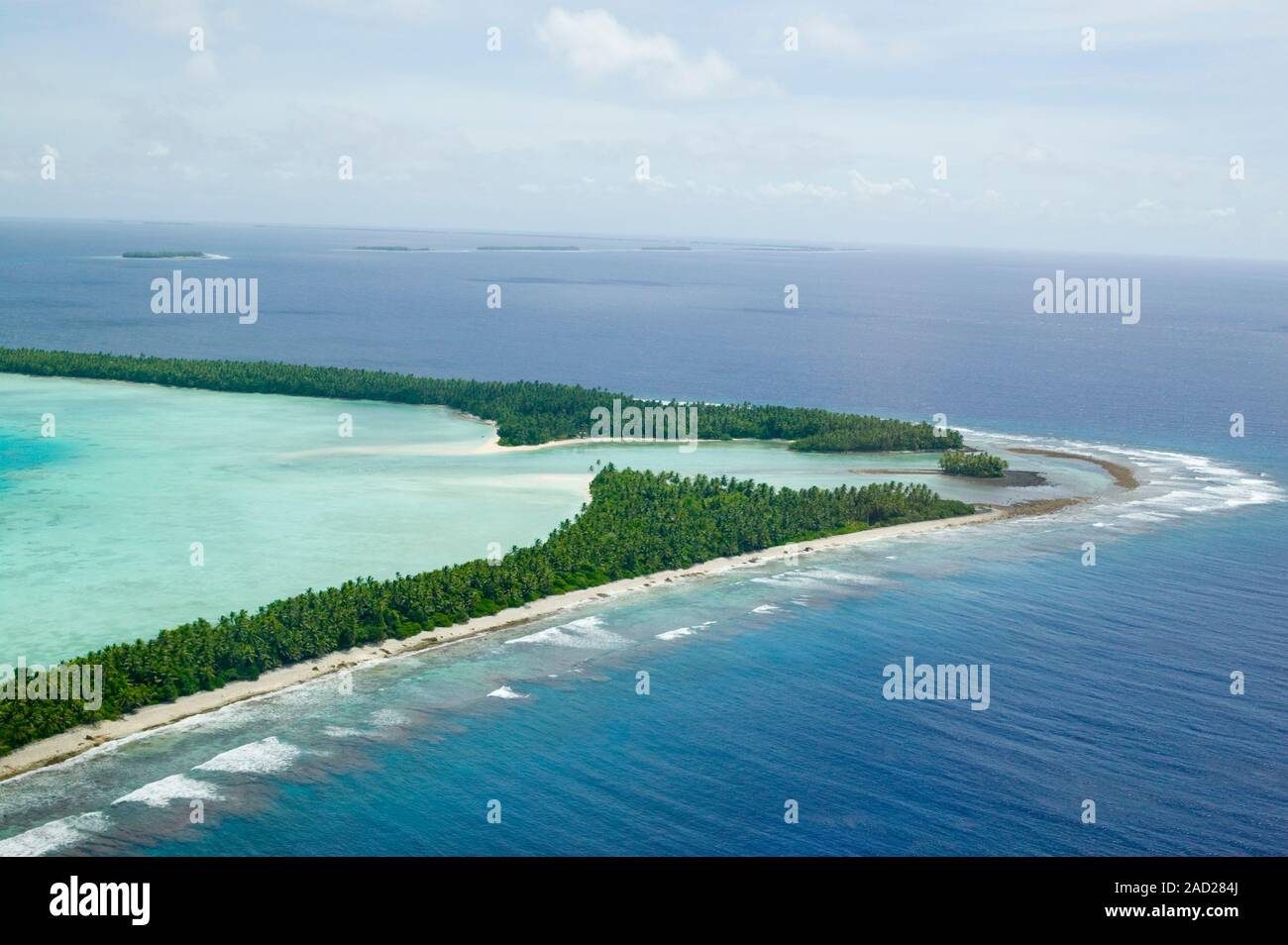 Funafuti atol on Tuvalu from the air threatened by global warming ...