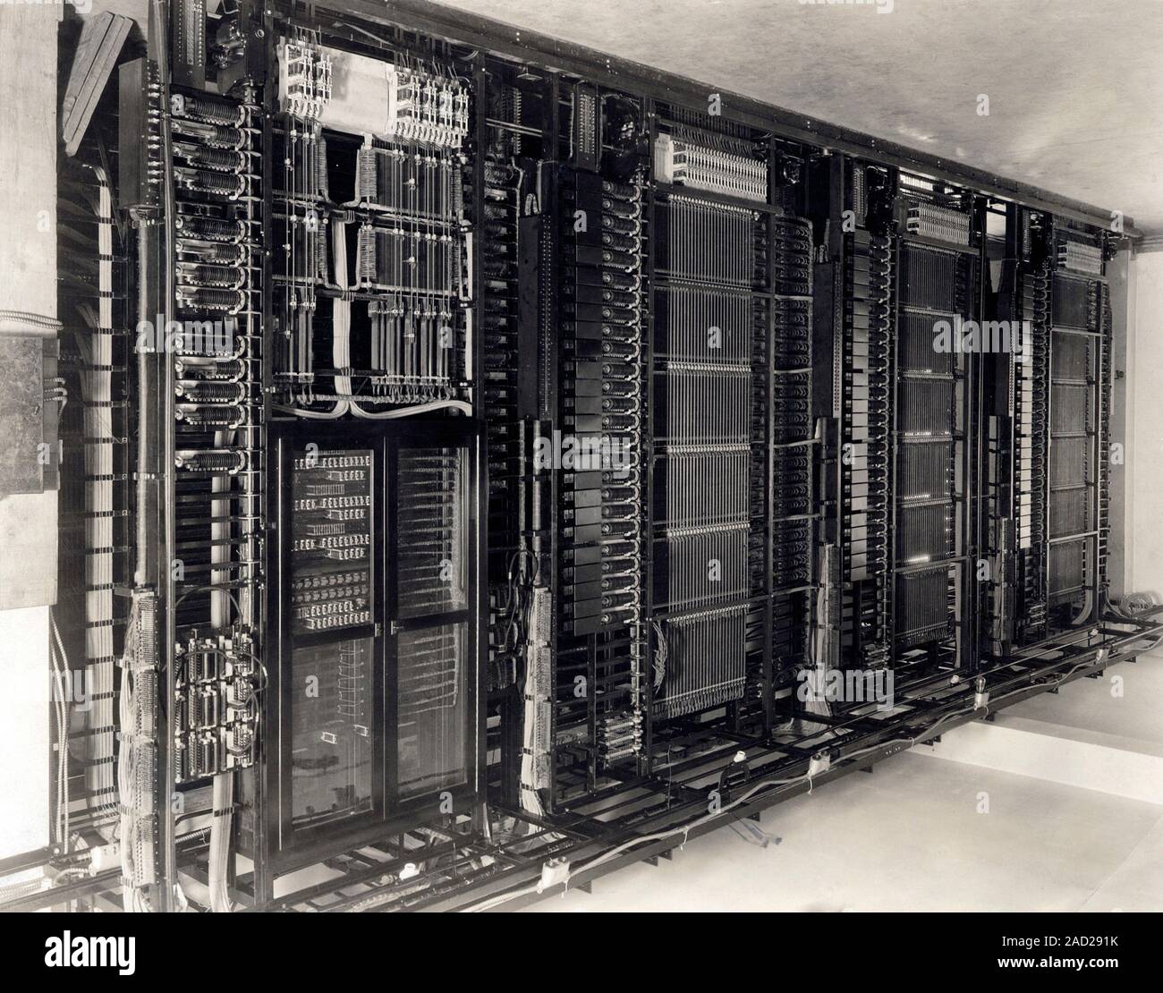 Machine-switching apparatus. Historical photograph of an automated ...