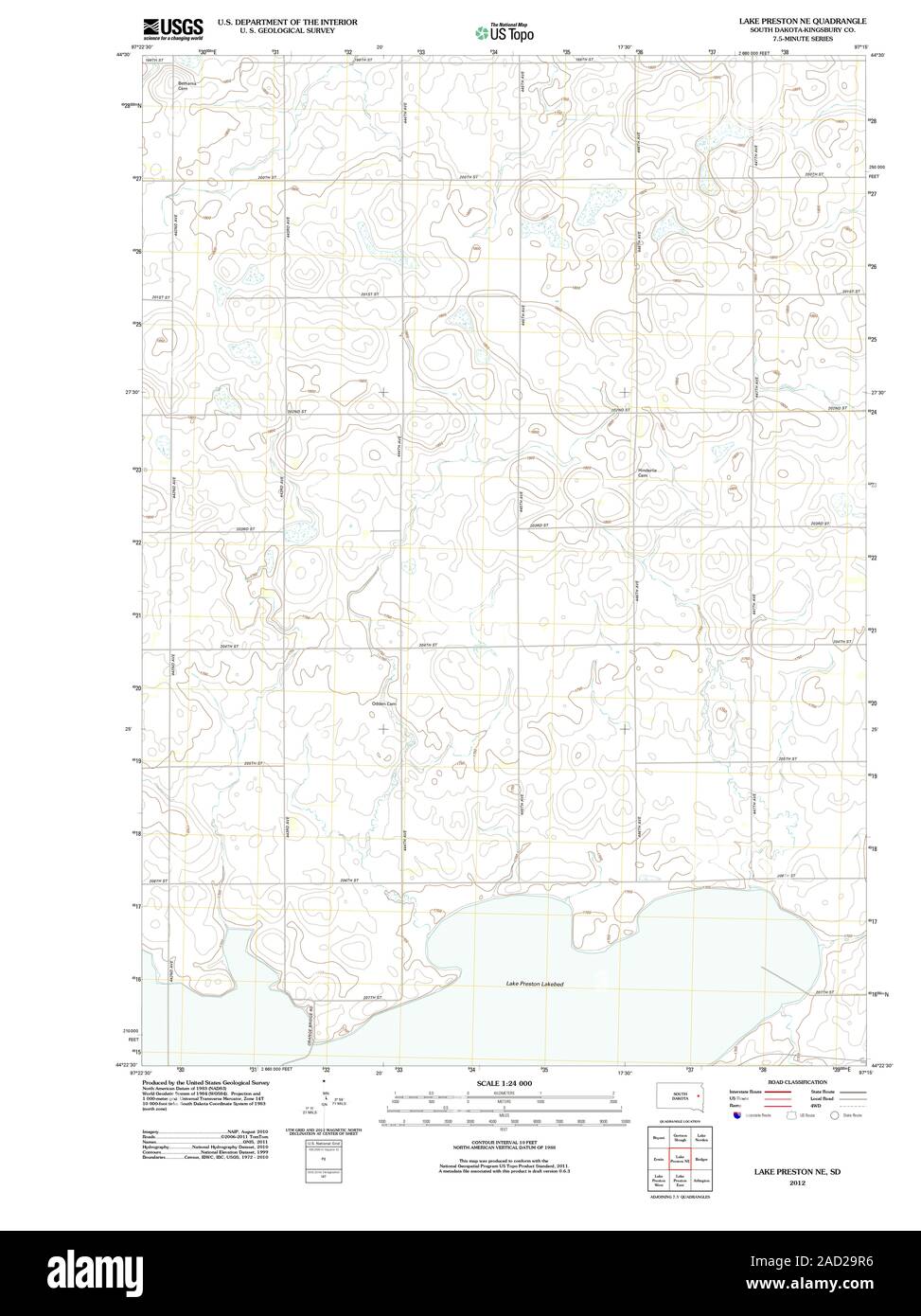 USGS TOPO Map South Dakota SD Lake Preston NE 20120613 TM Restoration ...