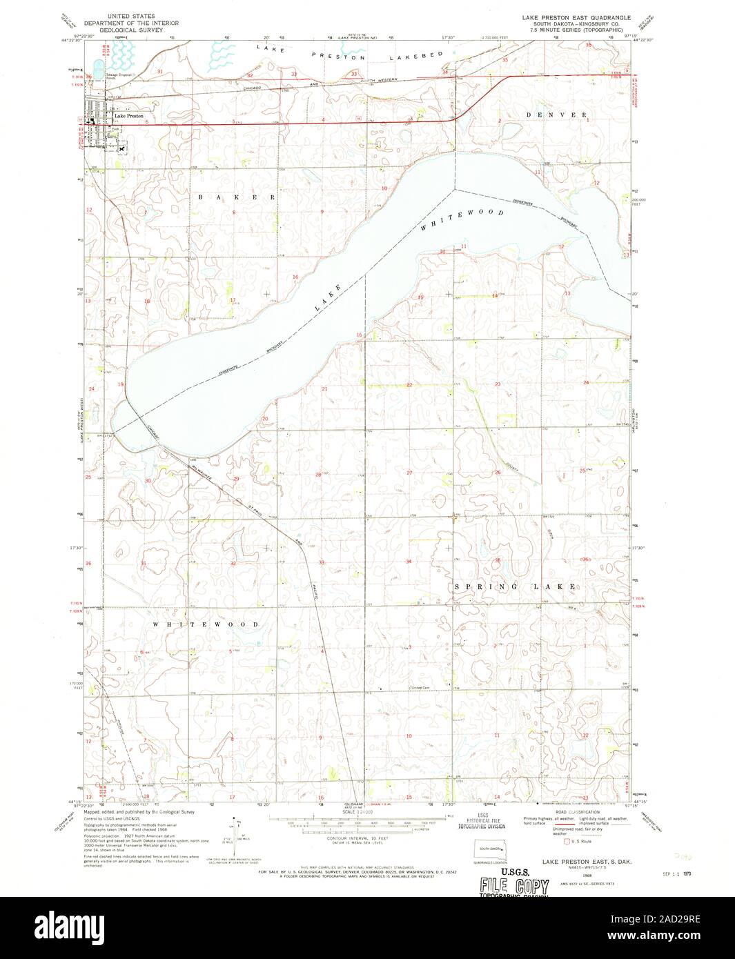 USGS TOPO Map South Dakota SD Lake Preston East 343586 1968 24000 ...