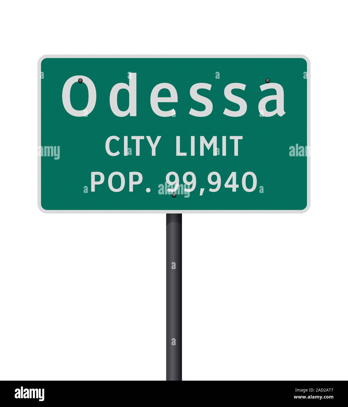 Vector illustration of the Odessa City Limit green road sign Stock ...