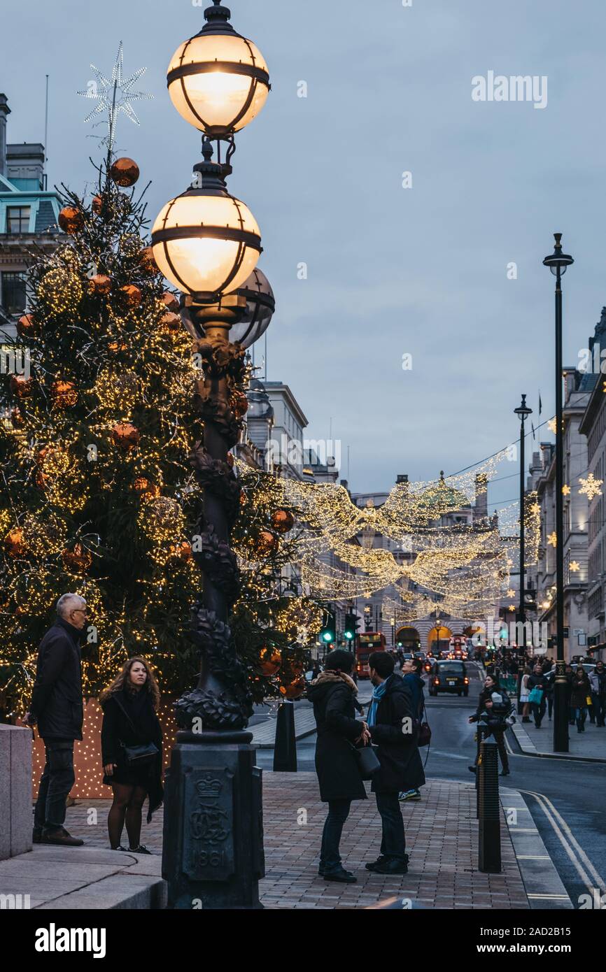London, UK - November 24,2019: Street view of Waterloo Place and Regent ...