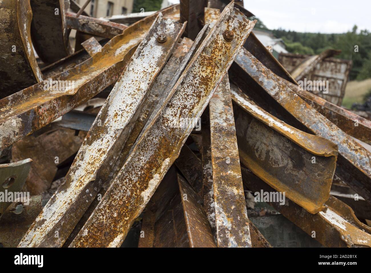 Large rusty steel beams for recycling Stock Photo - Alamy