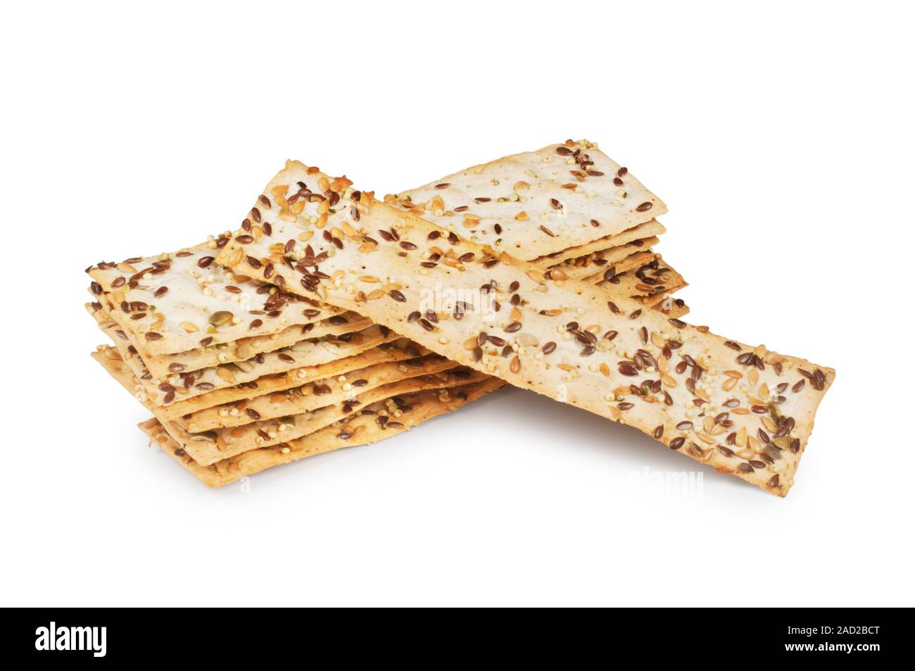 Studio shot of multi seed flatbread cut out against a white background ...