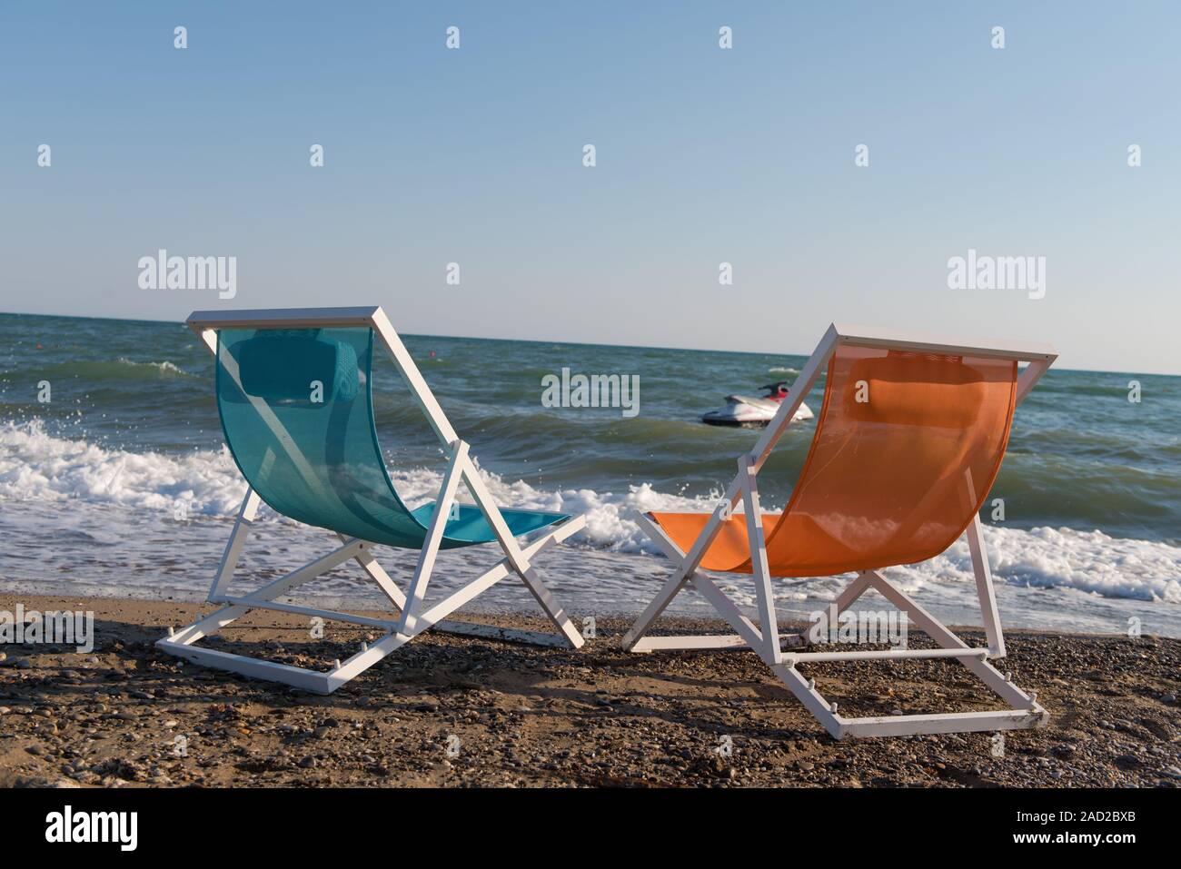 colorful beach chairs Stock Photo - Alamy