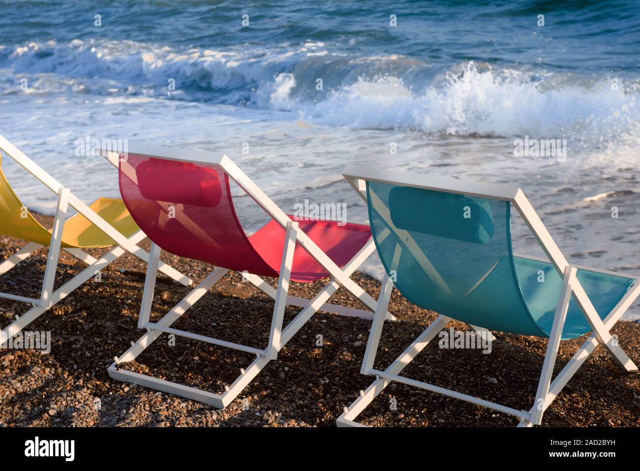 colorful beach chairs Stock Photo - Alamy