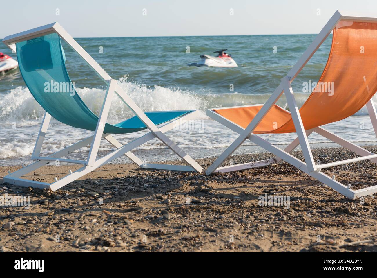 colorful beach chairs Stock Photo - Alamy