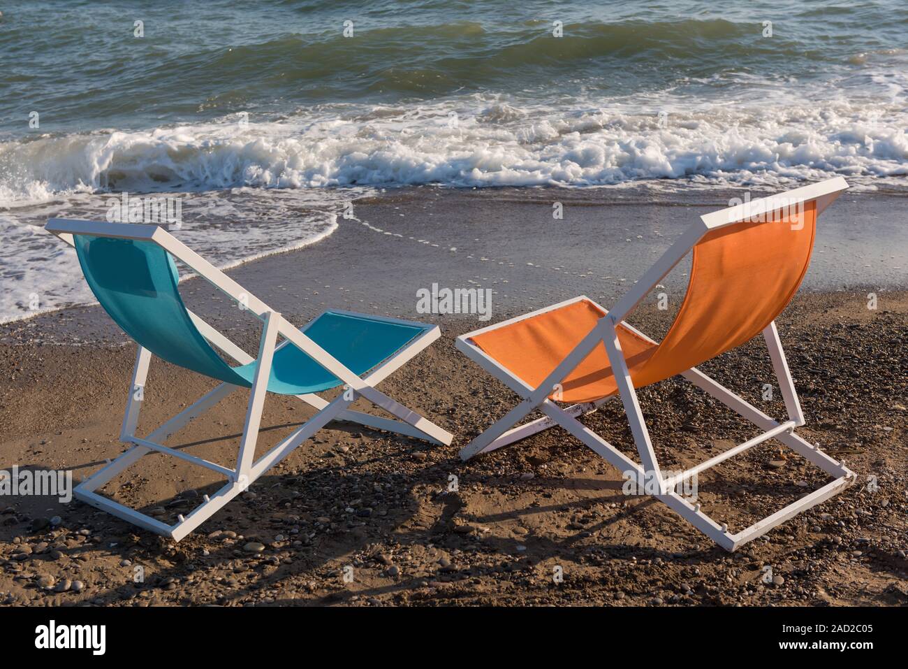 colorful beach chairs Stock Photo - Alamy