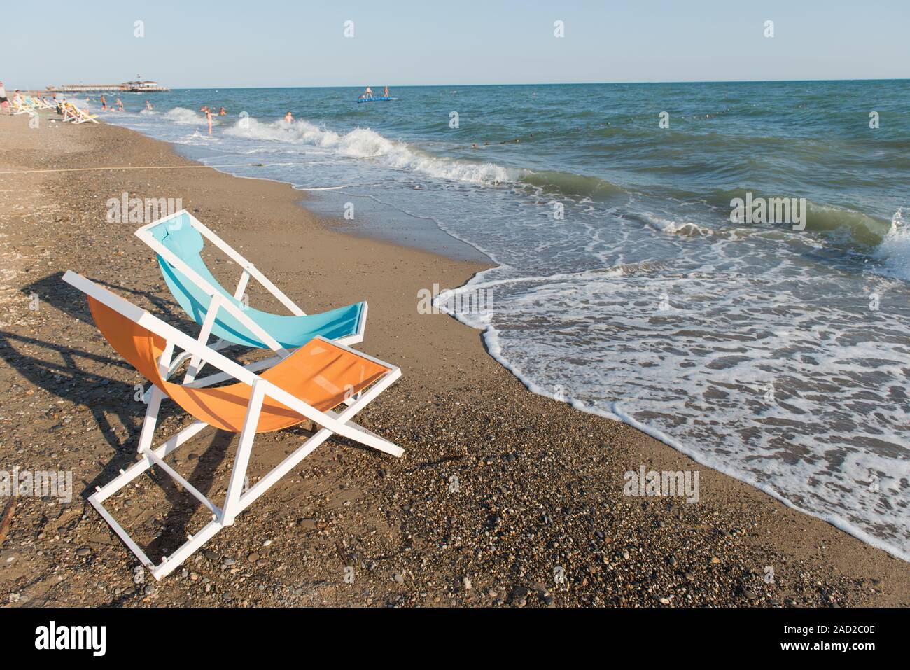 colorful beach chairs Stock Photo - Alamy